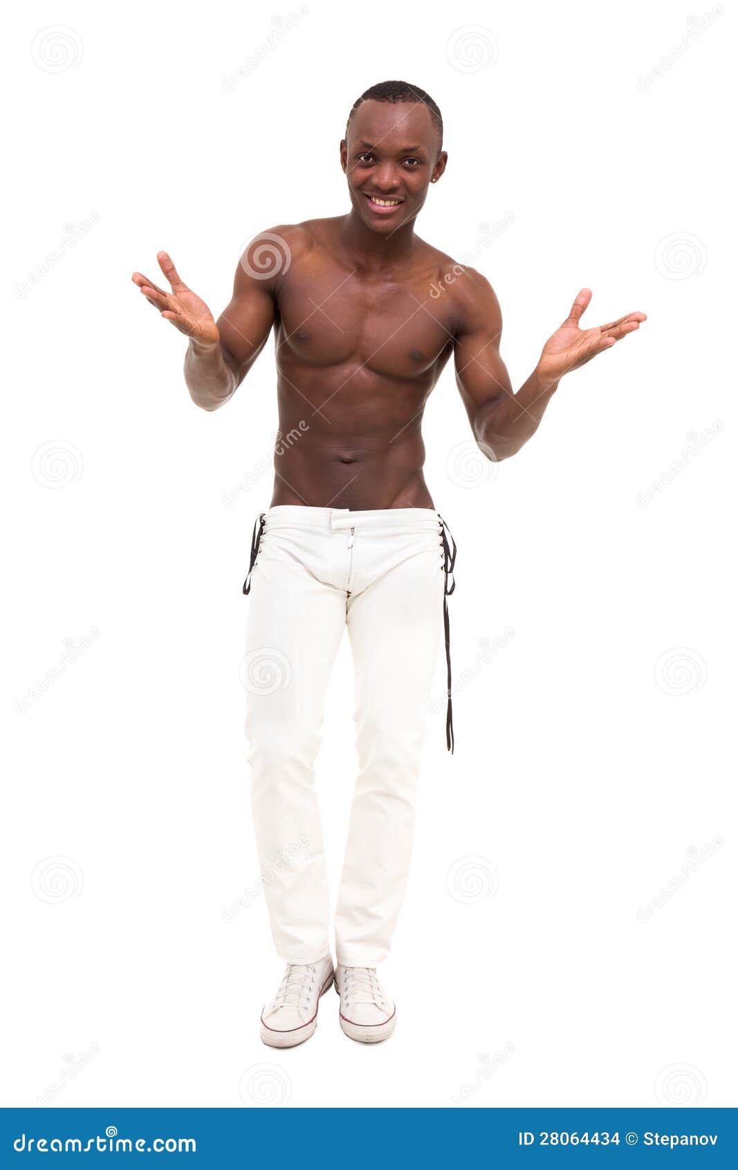 Full Length of Friendly Smiling Muscular Man Stock Photo - Image of ...
