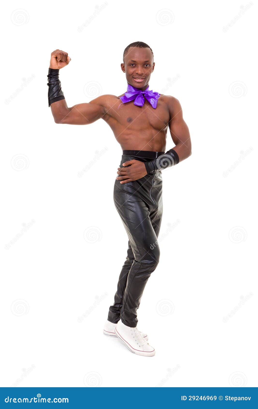 Full Length of Friendly Smiling Muscular Man Posing Stock Image - Image ...