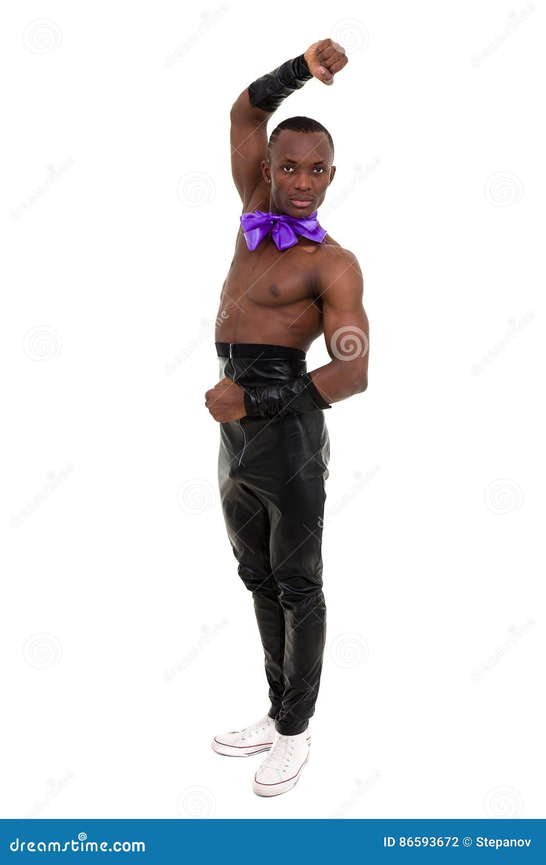 Full Length of Friendly Smiling Muscular Man Posing Stock Photo - Image ...