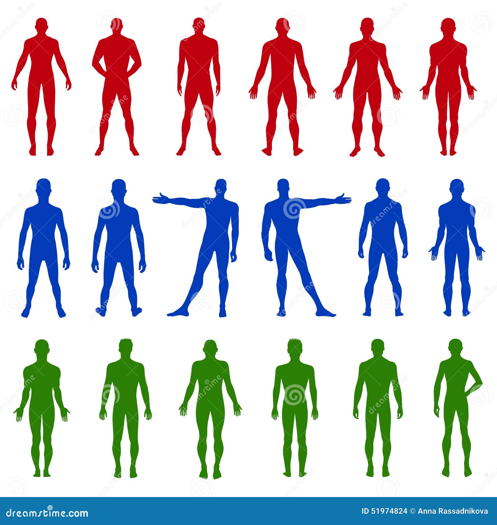 Full Length Front, Back Silhouette of Man Stock Vector - Illustration ...