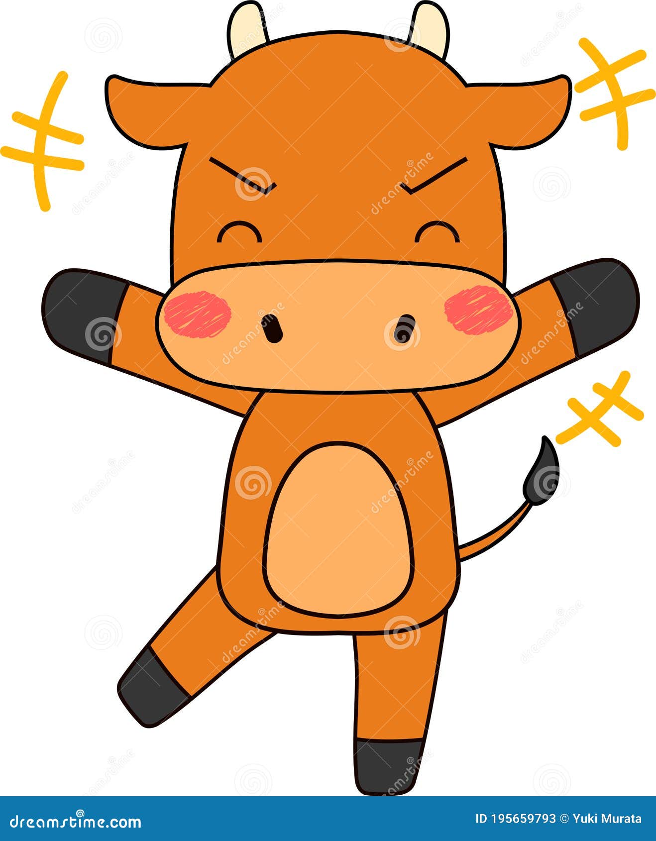 Cute Beef Cows On Beige Background Seamless Pattern Cartoon Vector ...