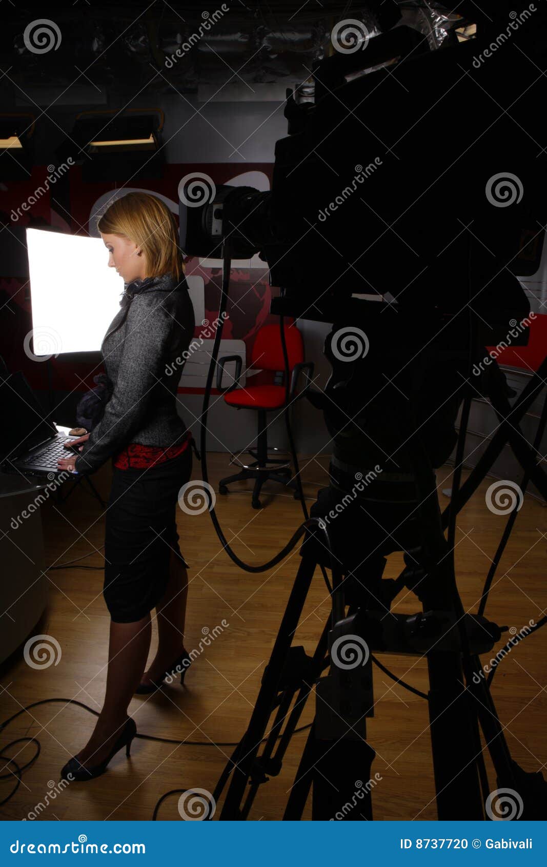 Full Length Newscaster in Tv Studio Editorial Image - Image of media ...