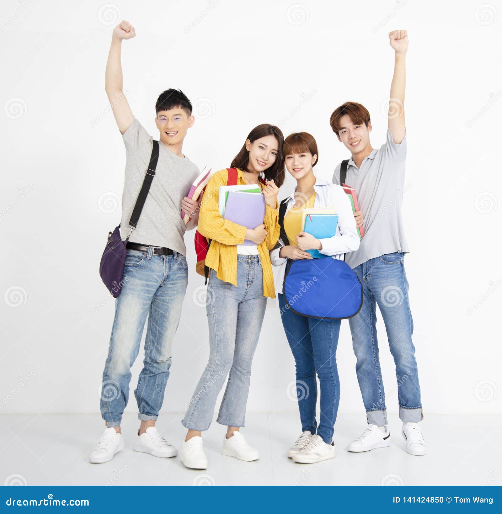 Full Length Portrait of College Students Stock Photo - Image of ...