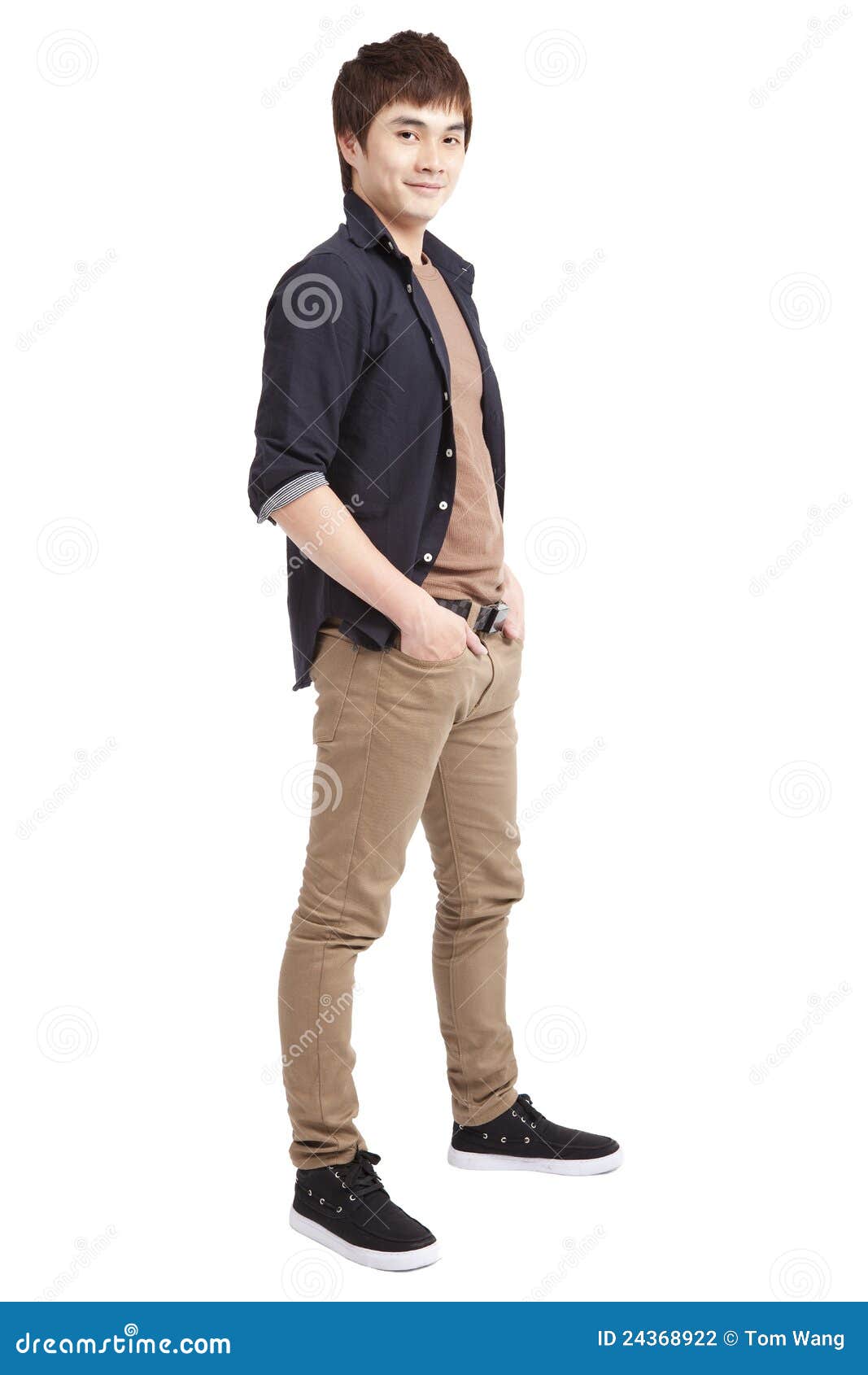 Full Length Portrait of Asian Man Stock Photo - Image of posing, fresh ...