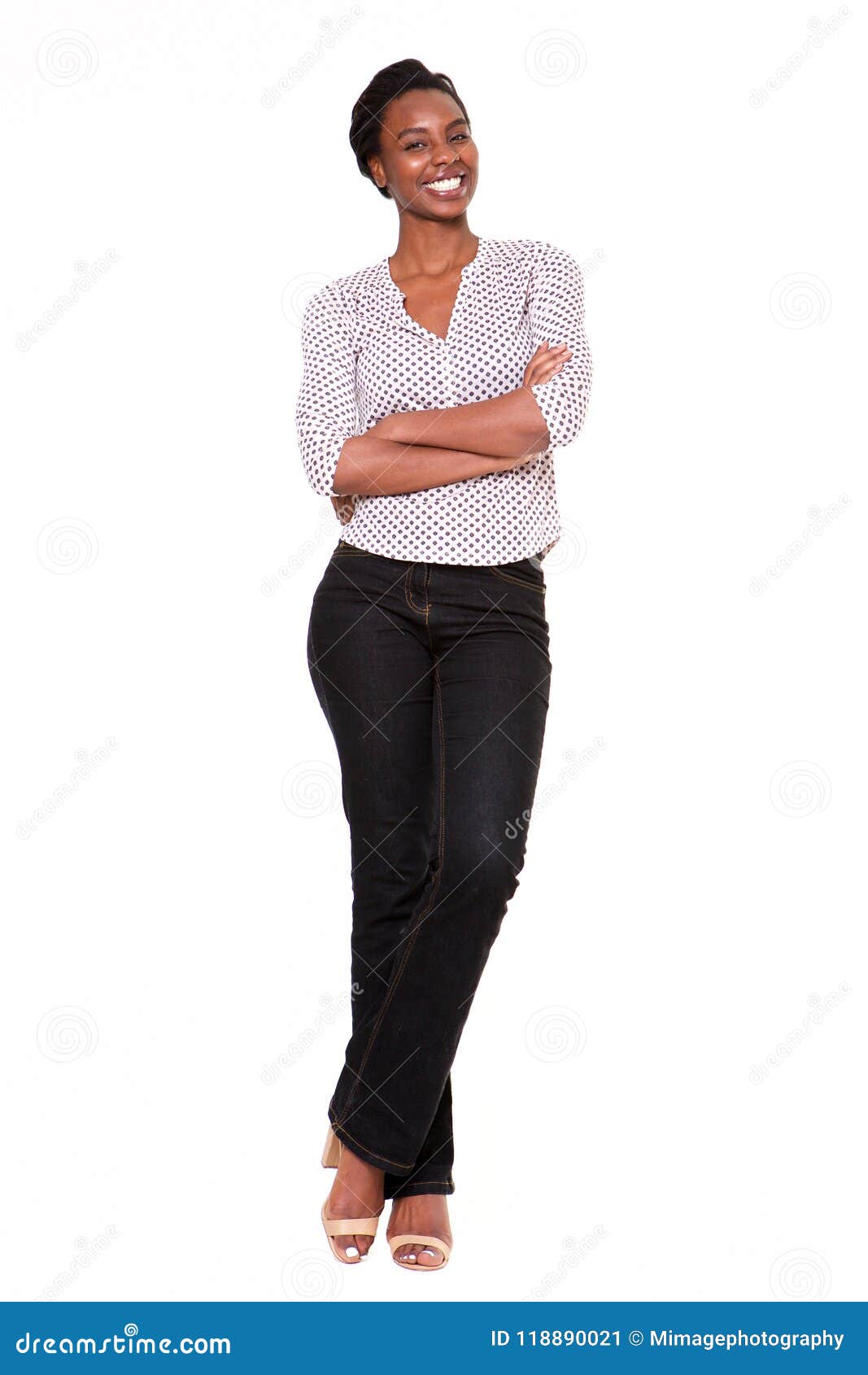 Full Length Beautiful Young Black Woman Standing with Arms Crossed ... Full Length Beautiful Young Black Woman Standing with Arms Crossed ...