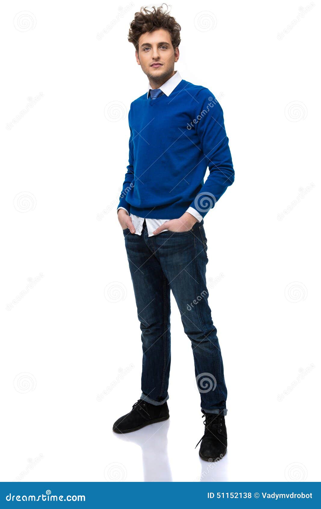 Full Length Portrait of a Confident Man Stock Photo - Image of sweater ...