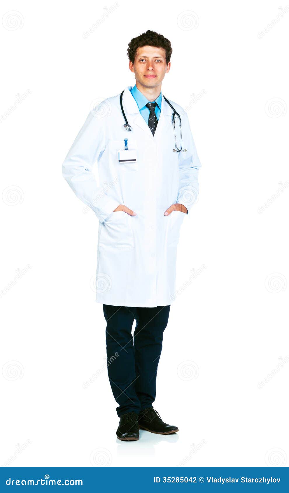 Full Length Portrait of the Doctor Standing on a White Stock Photo ...