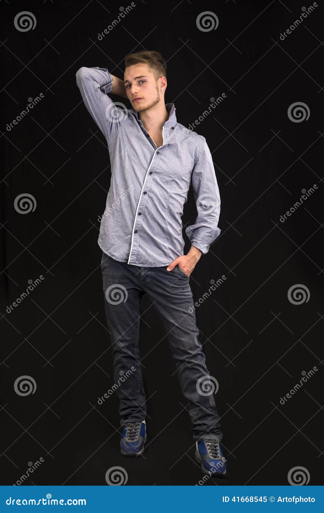 Full Length Portrait of Handsome Blond Young Man Stock Image - Image of ...