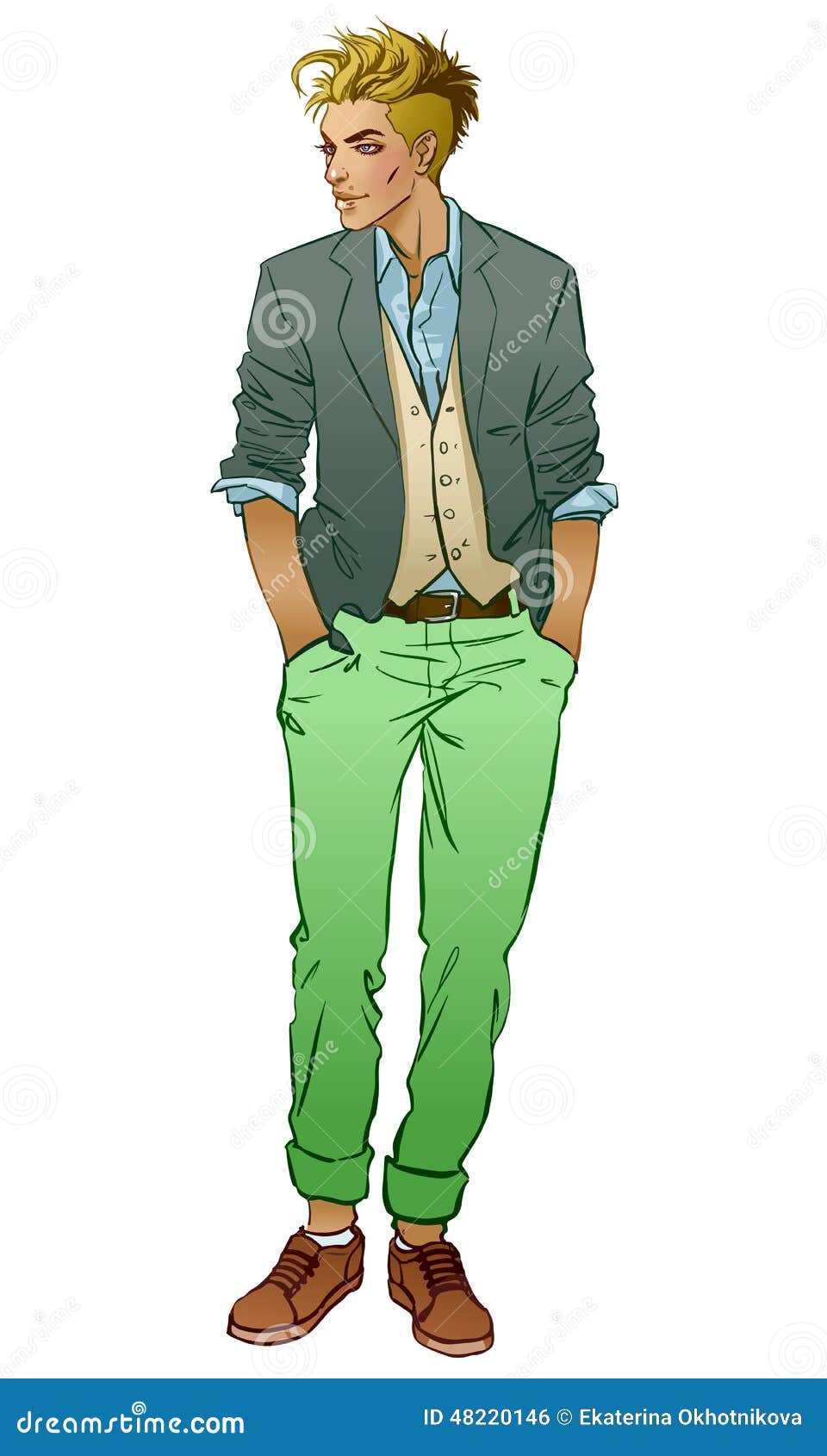 Full Length Portrait of Handsome Young Man. Stock Vector - Illustration ...