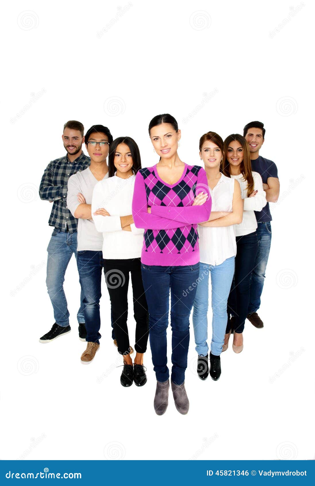 Full Length Portrait of a Happy People Stock Photo - Image of ...