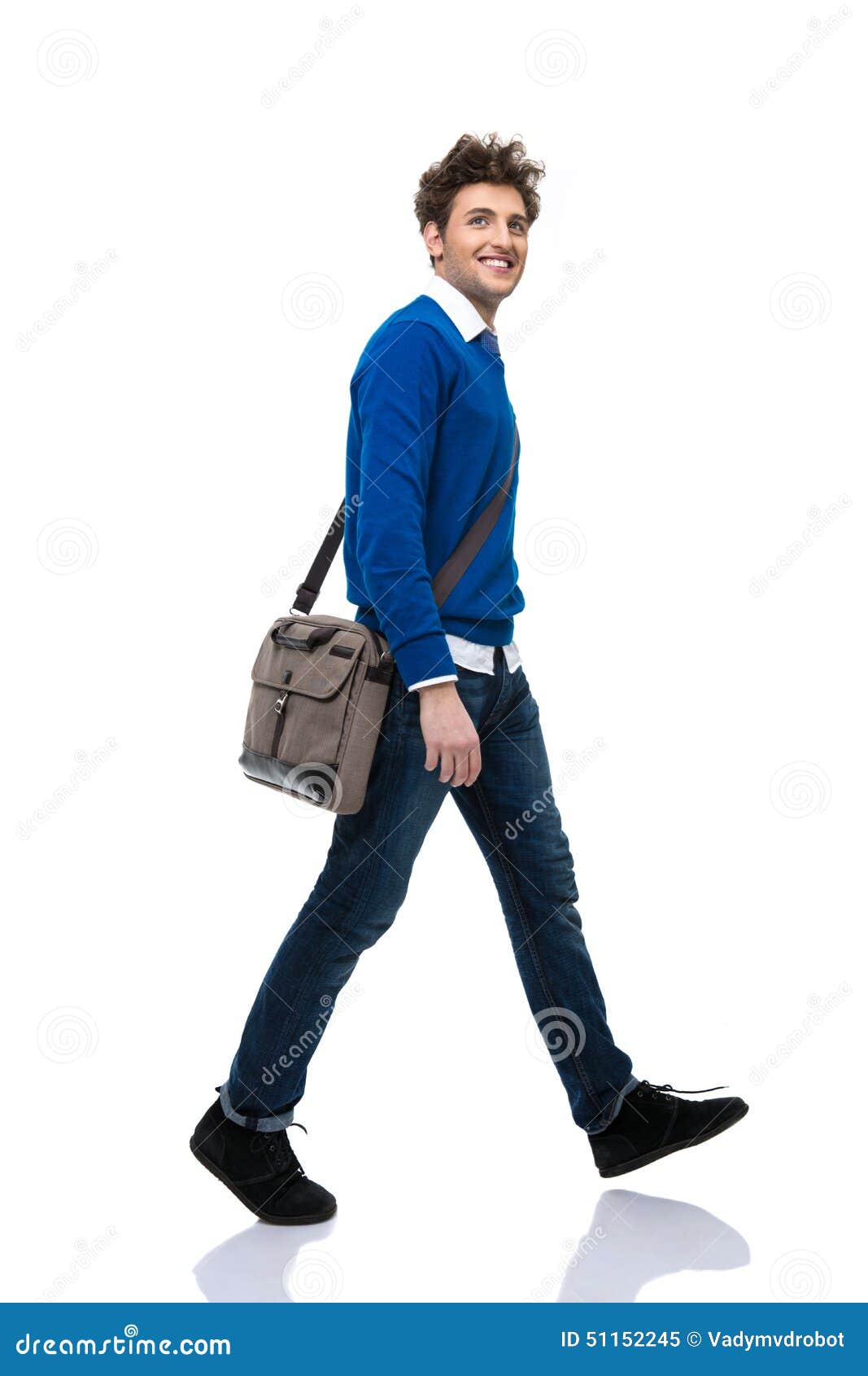 Full Length Portrait of a Happy Young Man Walking Stock Image - Image ...