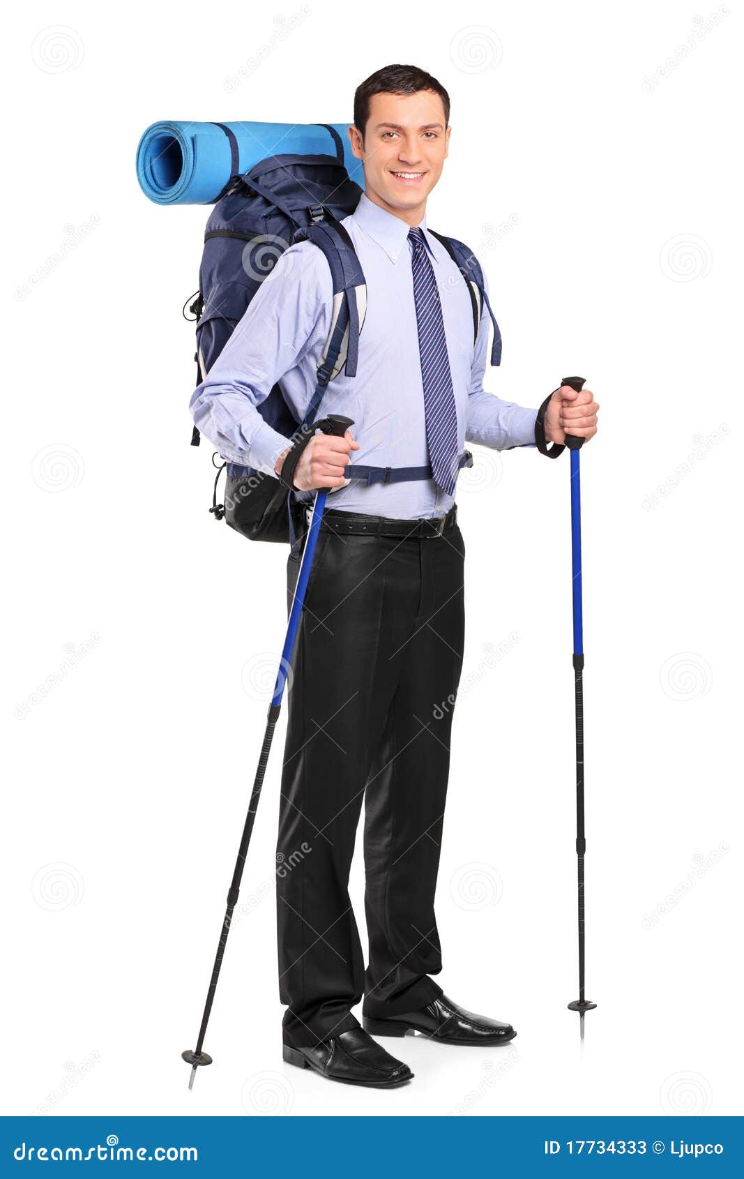 Full Length Portrait of a Man with Backpack Stock Image - Image of ...