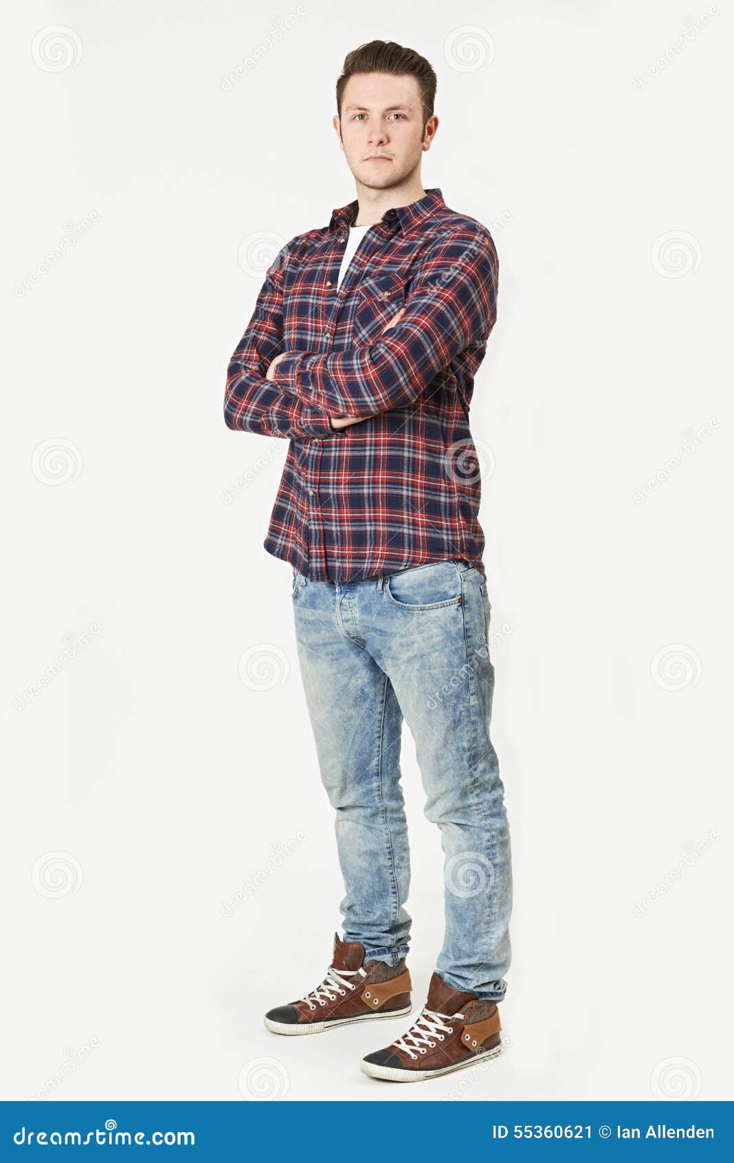 Full Length Portrait of Man Standing in Studio on White Backgrou Stock ...