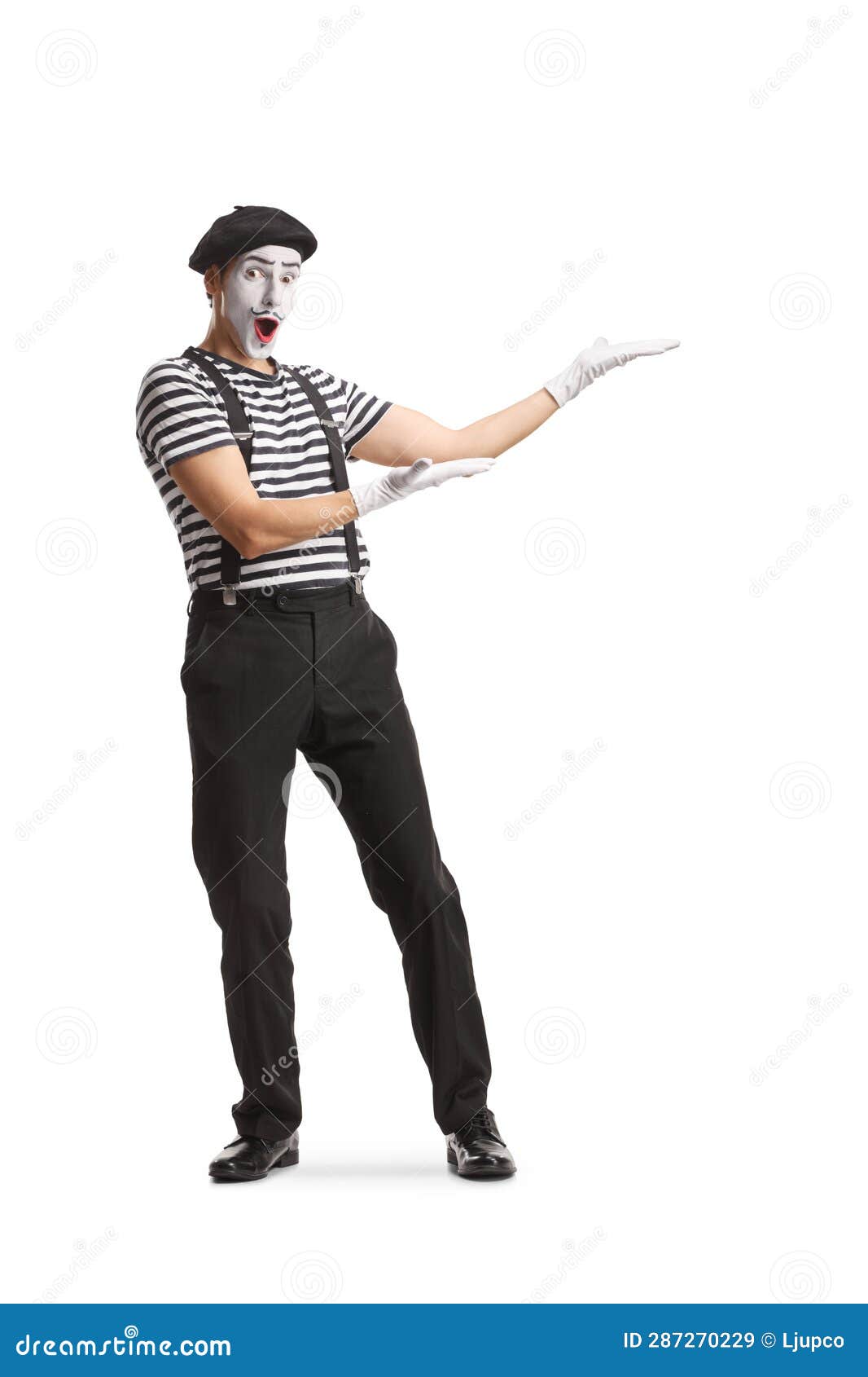 Full Length Portrait of a Mime Presenting Stock Image - Image of full ...