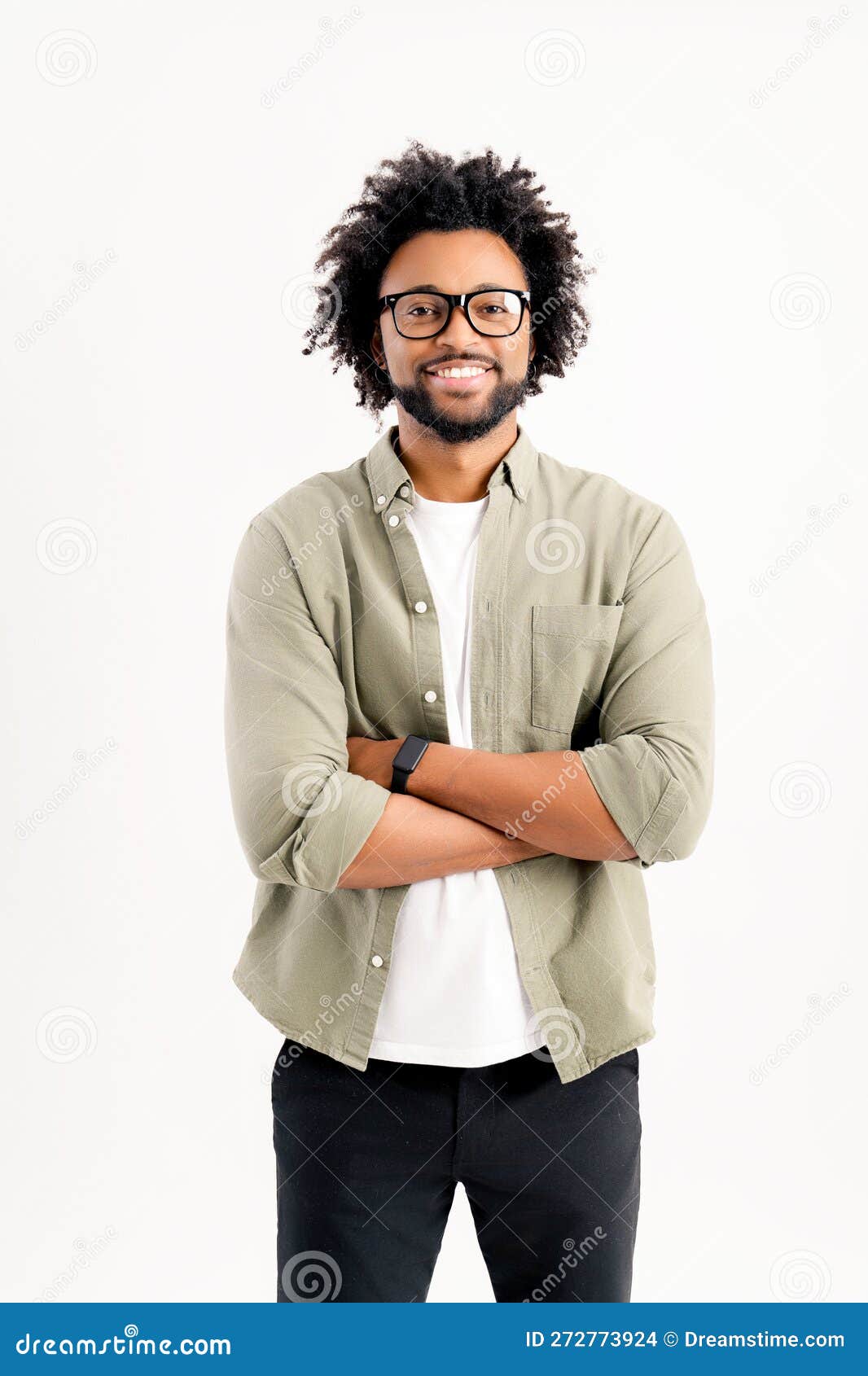 Full Length Portrait On Stylish African American Hipster Guy Wearing