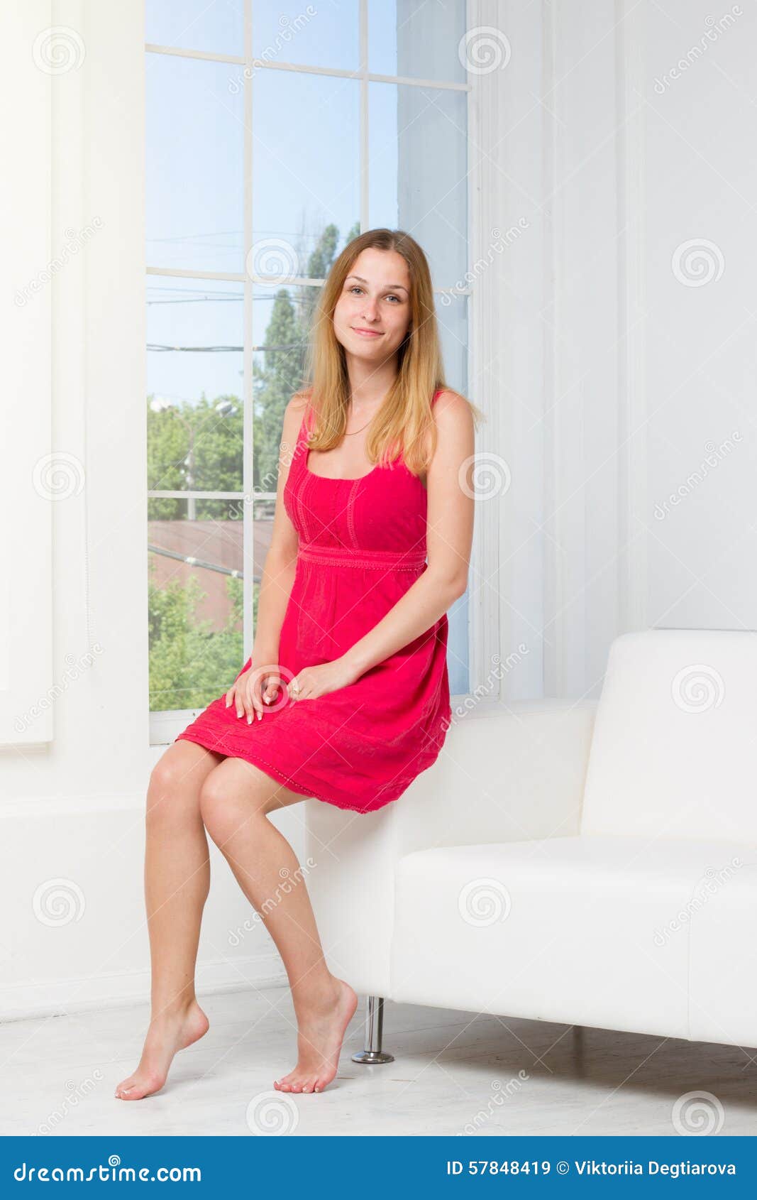 Full-length Portrait Young Blond Woman on Couch Stock Image - Image of ... Full-length Portrait Young Blond Woman on Couch Stock Image - Image of ...