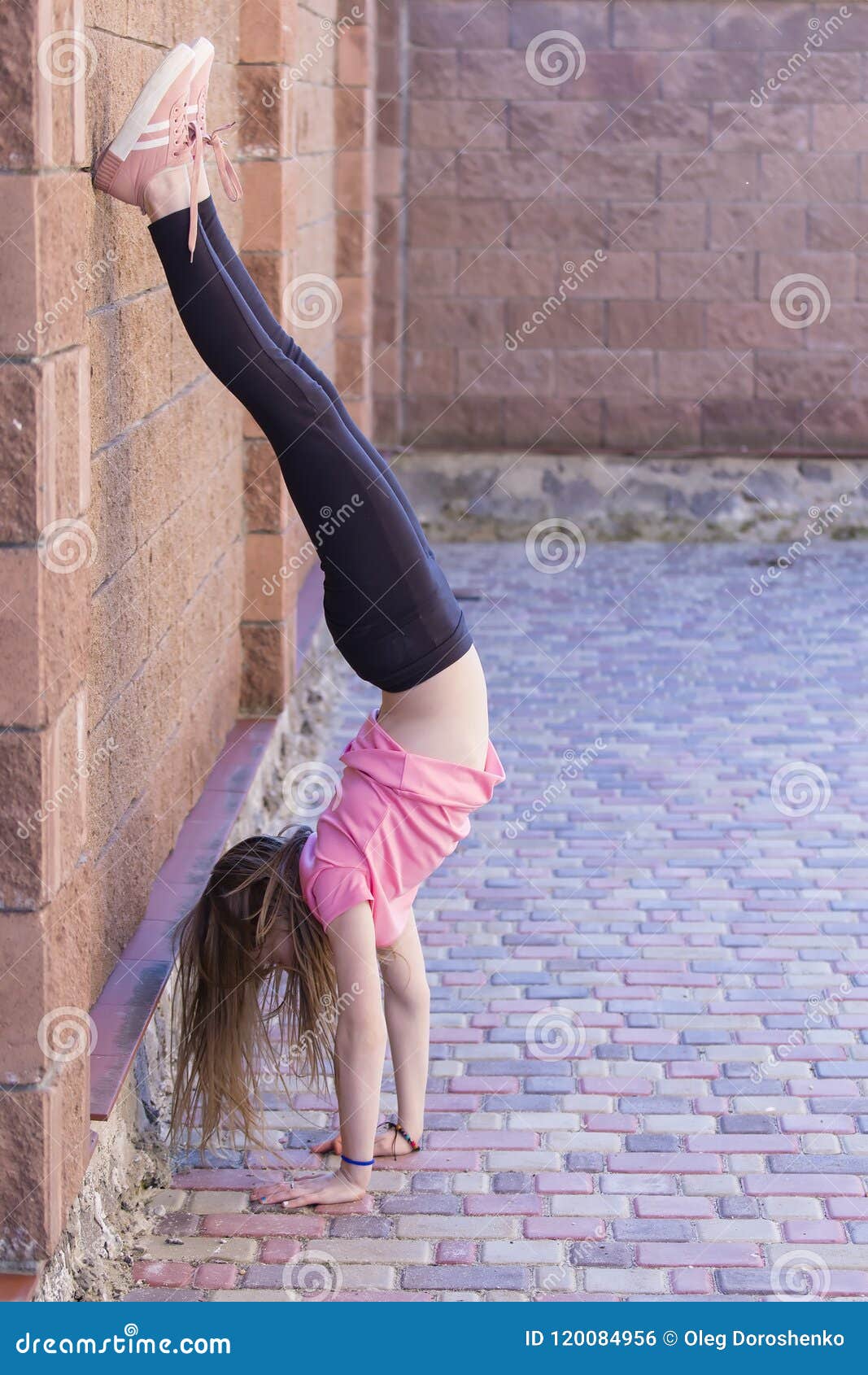 Full Length Portrait of a Young Girl Standing Upside Down Stock Photo ... Full Length Portrait of a Young Girl Standing Upside Down Stock Photo ...