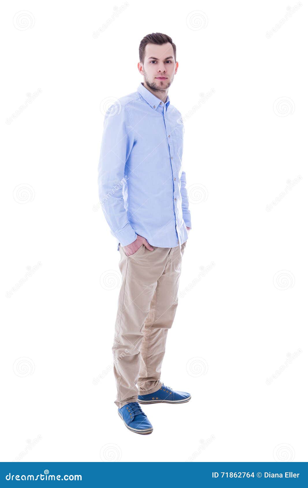 Full Length Portrait of Young Handsome Man Isolated on White Stock ...