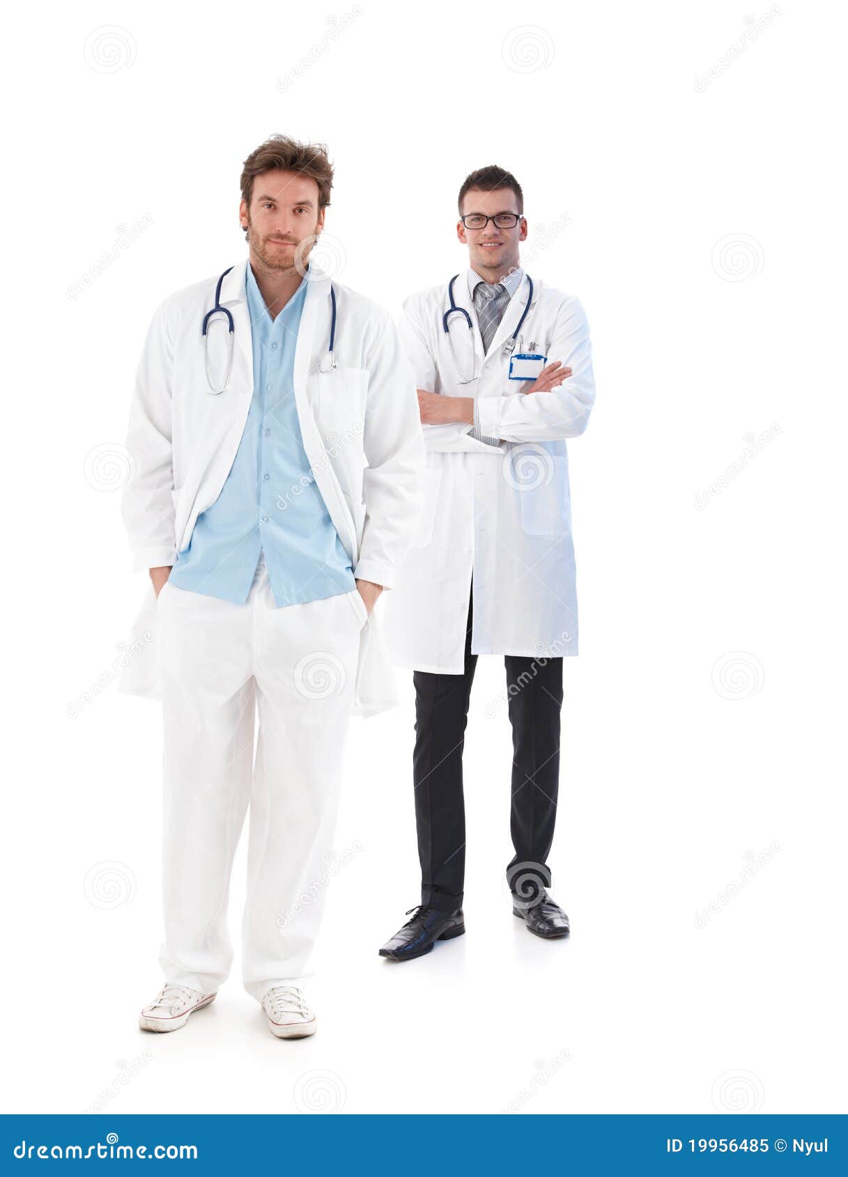 Full Length Portrait of Young Male Doctors Stock Image - Image of care ...