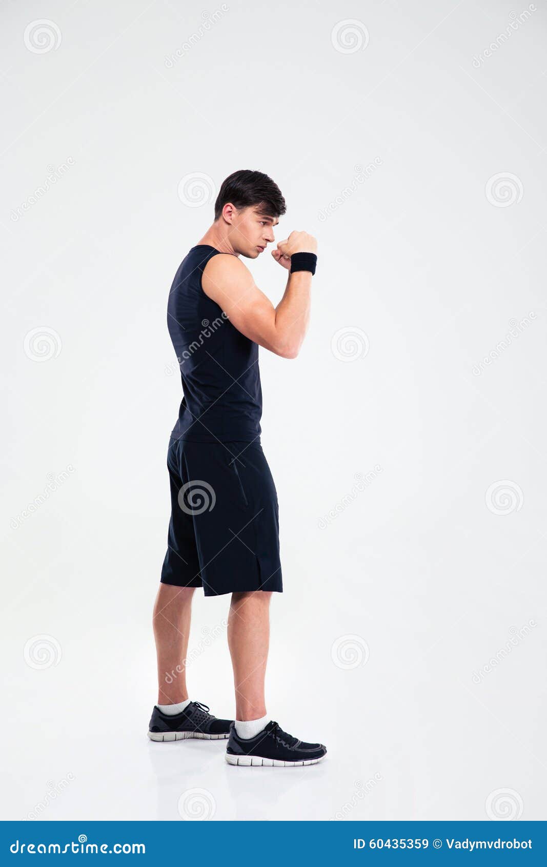 Full Length Portrait of Young Man Boxing Stock Image - Image of ...