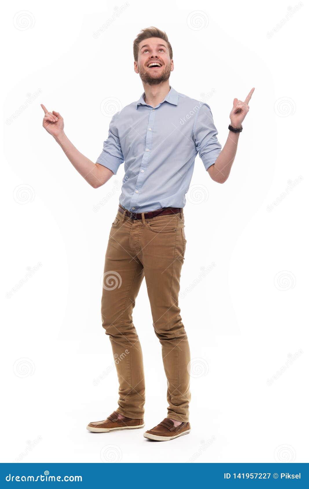 Full Length Portrait of Young Man Pointing Up Stock Image - Image of ... Full Length Portrait of Young Man Pointing Up Stock Image - Image of ...