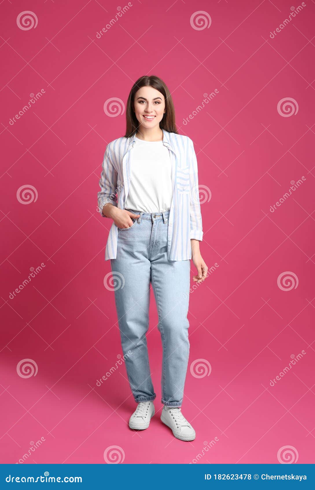 Full Length Portrait of Young Woman on Background Stock Photo - Image ... Full Length Portrait of Young Woman on Background Stock Photo - Image ...
