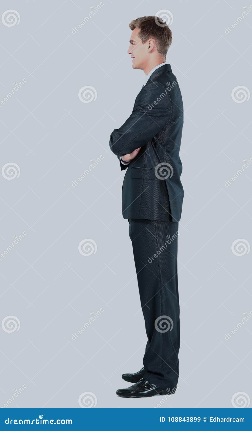 Full Length Profile of a Middle Aged Business Man. Stock Image - Image ...