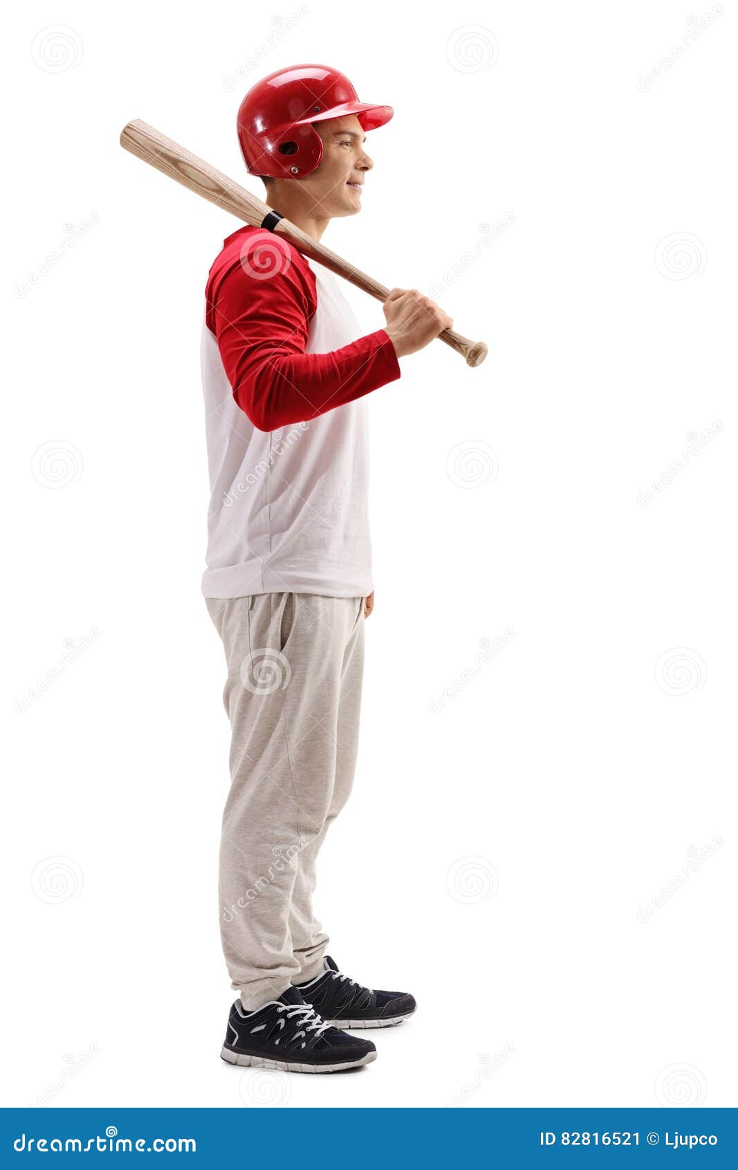Full Length Profile Shot of a Baseball Player with a Bat Stock Image ...