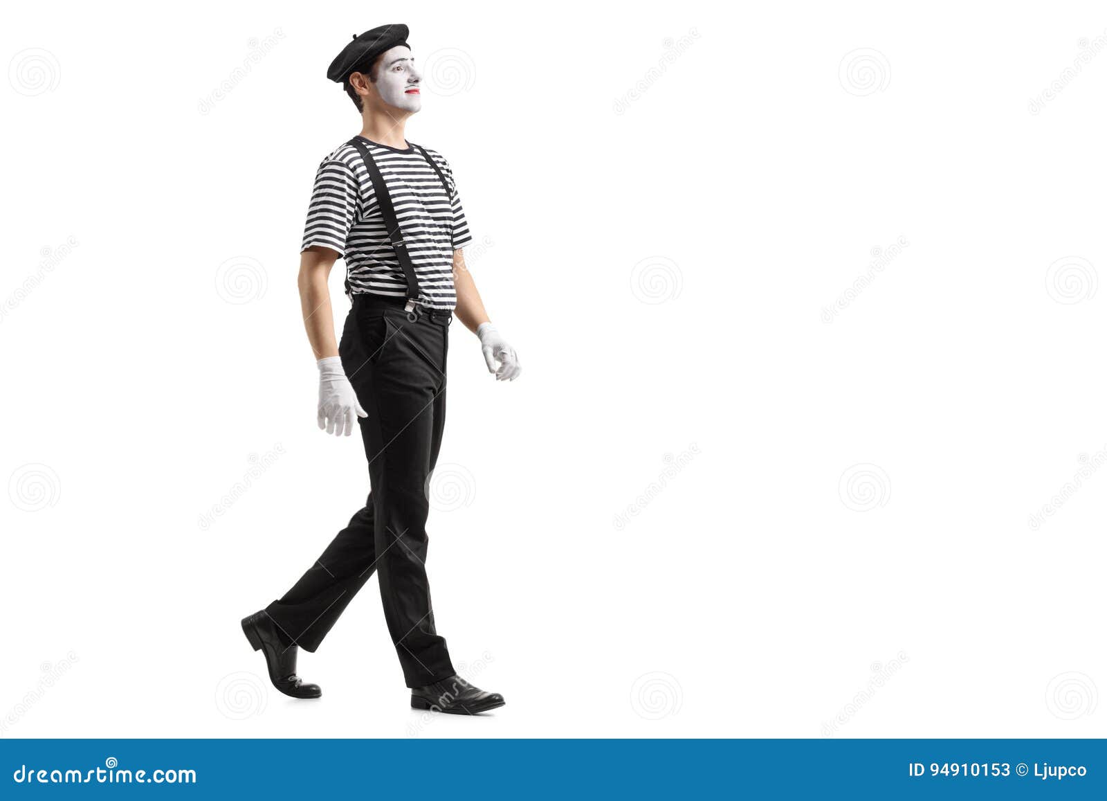Full Length Profile Shot of a Mime Walking Stock Image - Image of glove ...