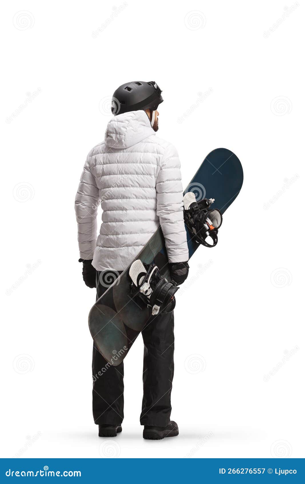 Full Length Rear View Shot of a Man with a Snowboard Stock Image ...