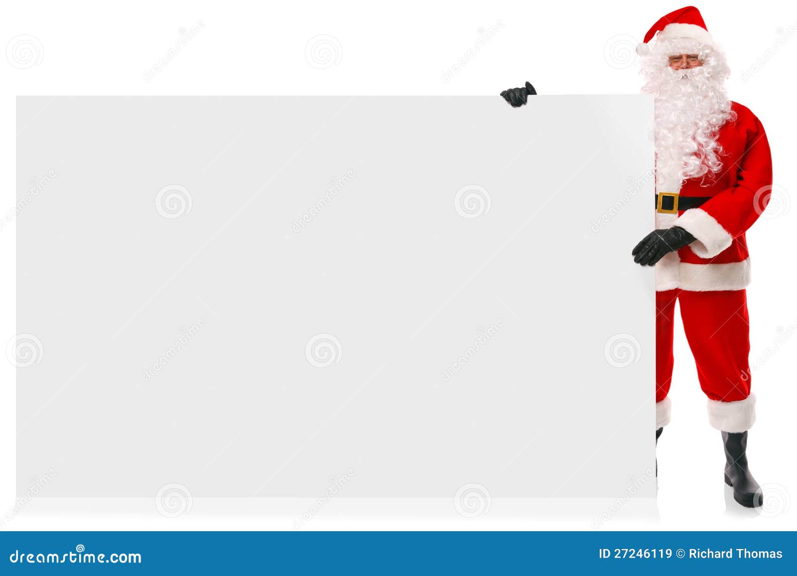 Full Length Santa Holding Large Blank Sign Stock Image - Image of ...