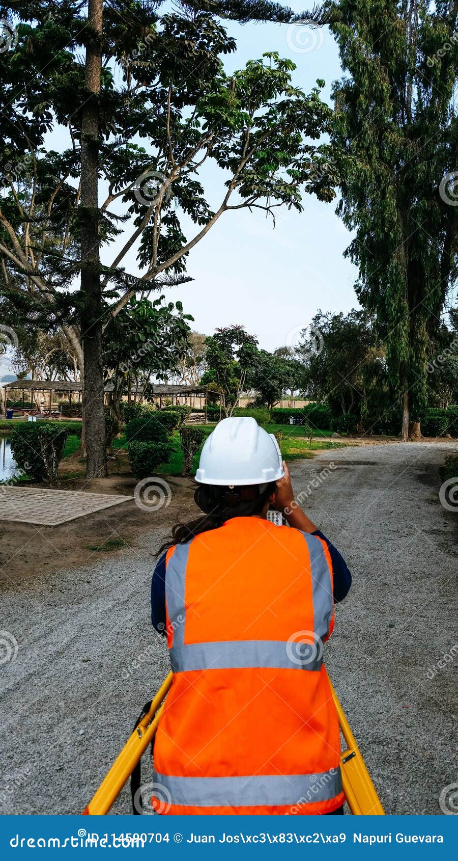 A Full-length Shot of a Rear View of a Standing Engineer Editorial ...