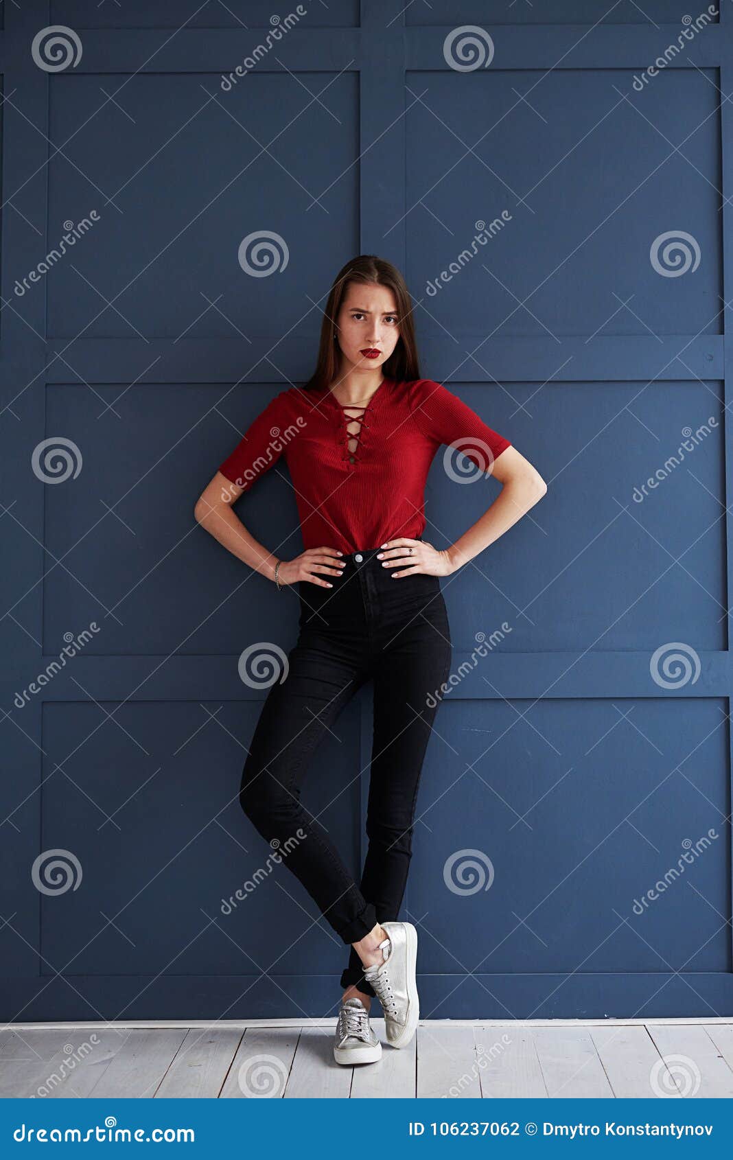 Slender Model With Boxing Gloves Punching Stock Photography ...