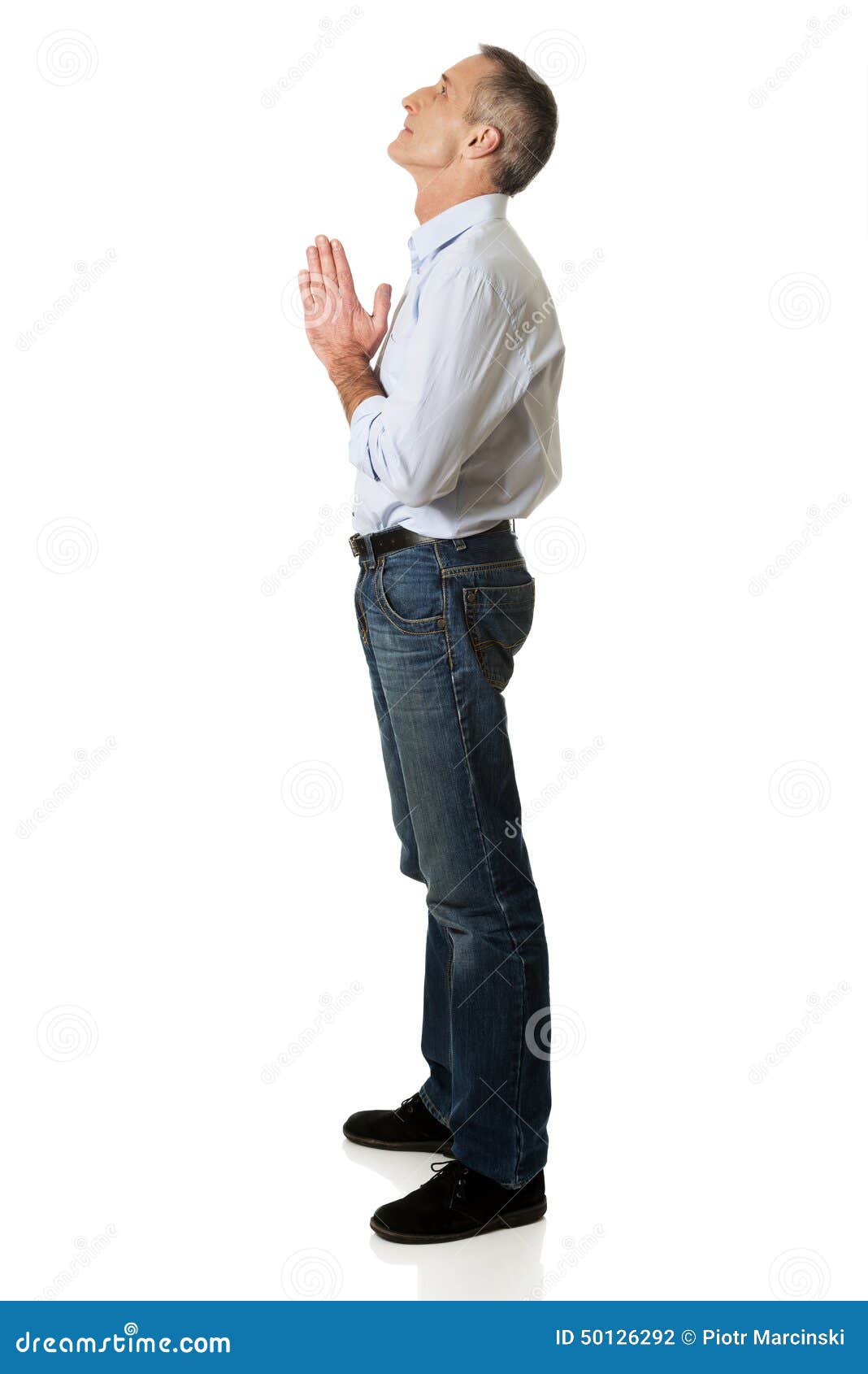 Full Length Side View Of A Man Praying To God Stock Photo - Image: 50126292