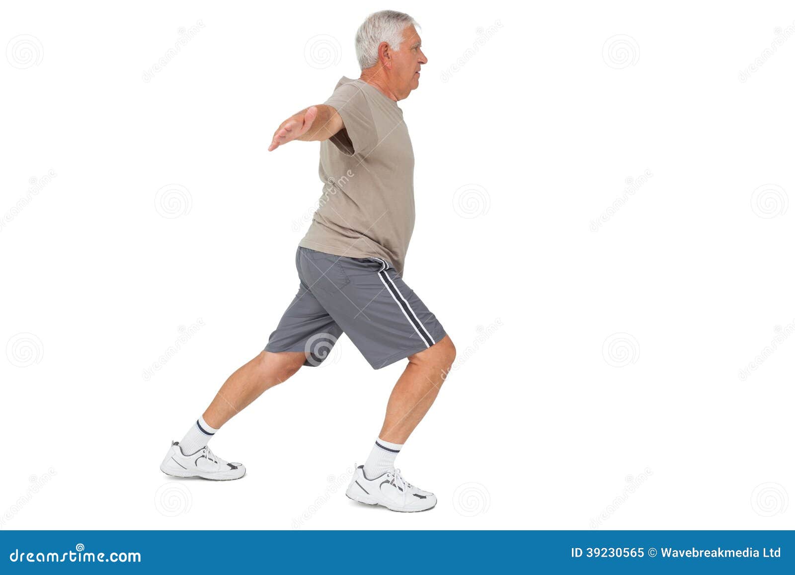 Full Length Side View of a Senior Man Stretching Hands Stock Image ...