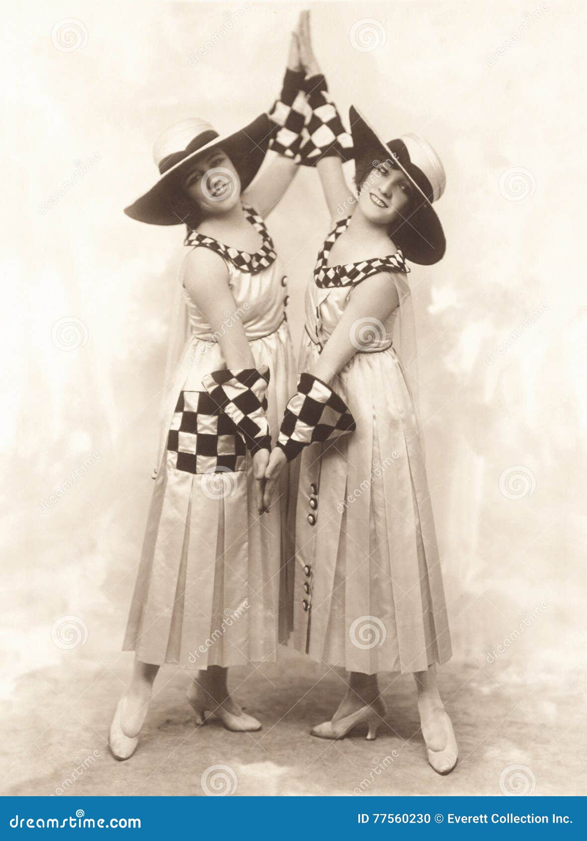 Full Length of Smiling Female Dancers Performing on Stage Stock Photo ...