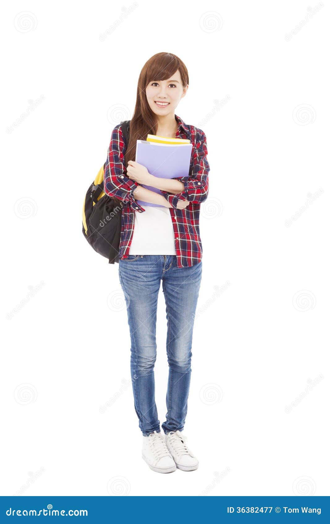 Full Length Smiling University Student Girl Standing Stock Image ... Full Length Smiling University Student Girl Standing Stock Image ...