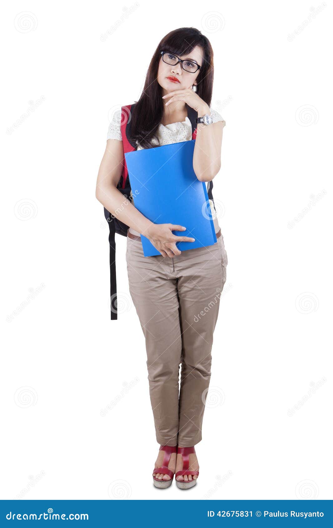 Full Length Student Thinking Something Stock Image - Image of people ...
