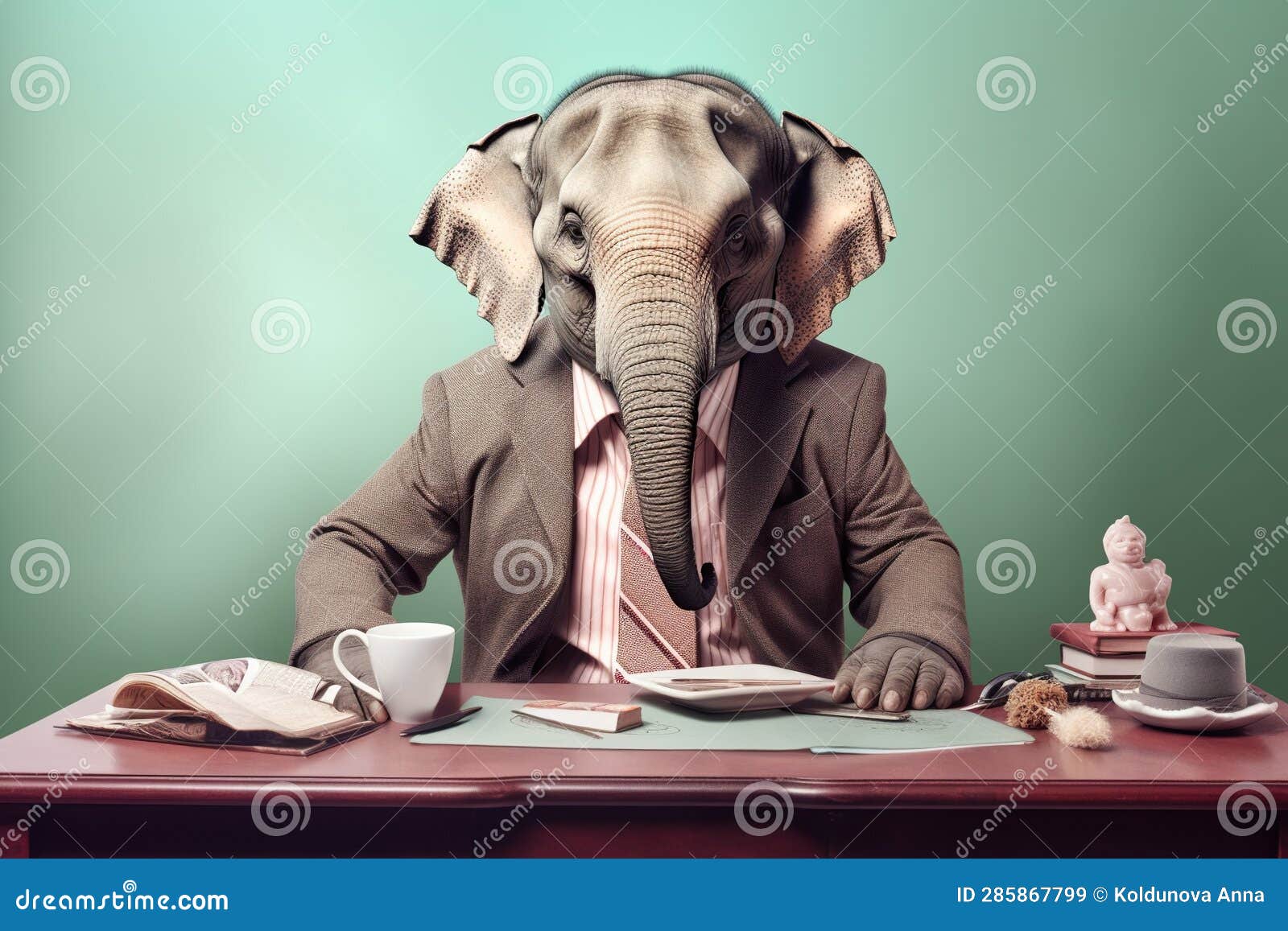Elephant As an Office Manager, Created with Generative AI Technology ...