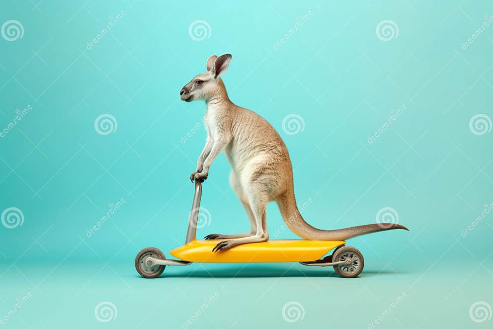 A Cute Kangaroo Riding a Roller Stock Photo - Image of wildlife ...