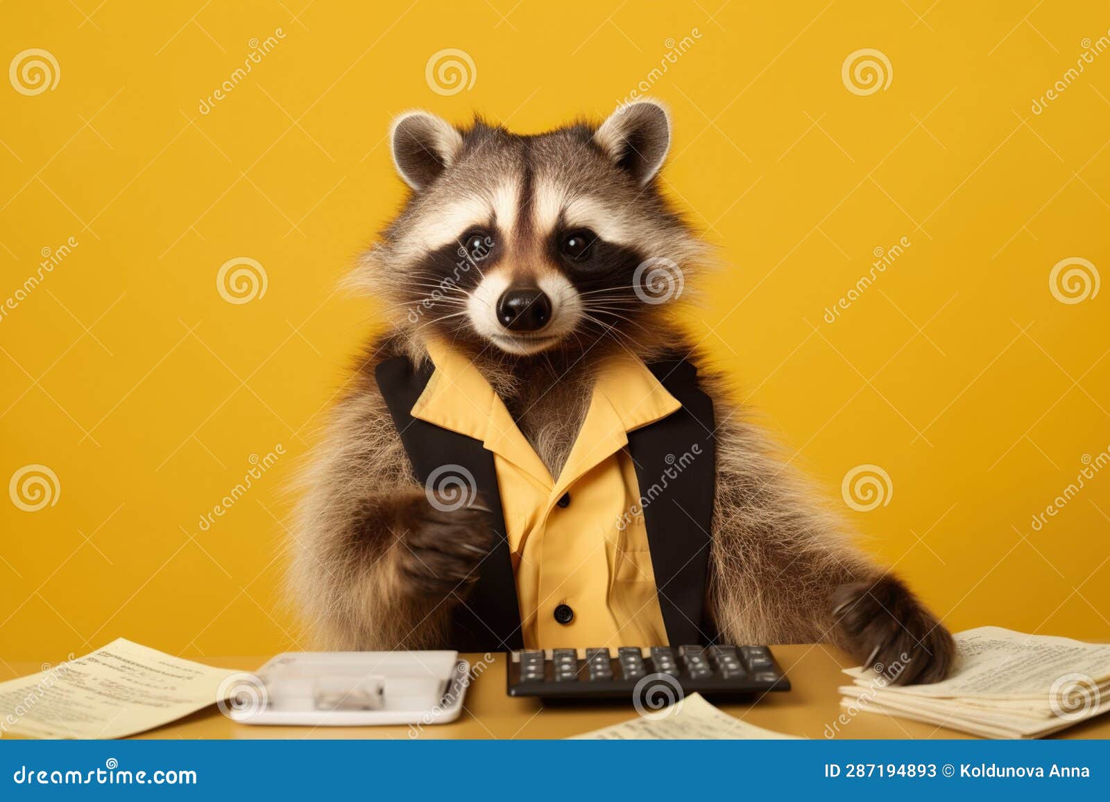 A Cute Raccoon Working at Office Stock Image - Image of stressed ...