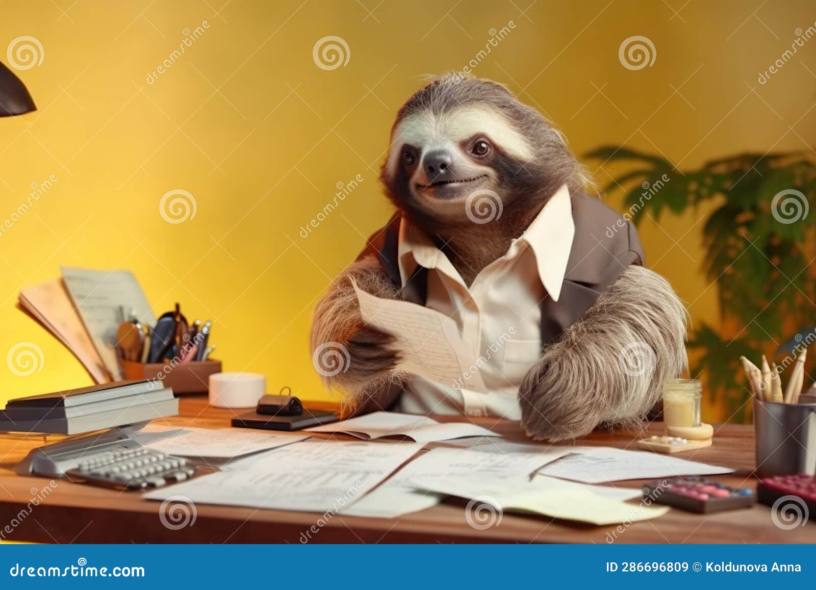 A Cute Sloth Manager, Created with Generative AI Technology Stock ...