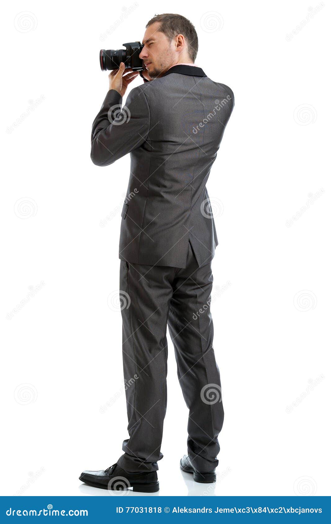 Full Length Suit Tie Photographer with Camera Stock Photo - Image of ...