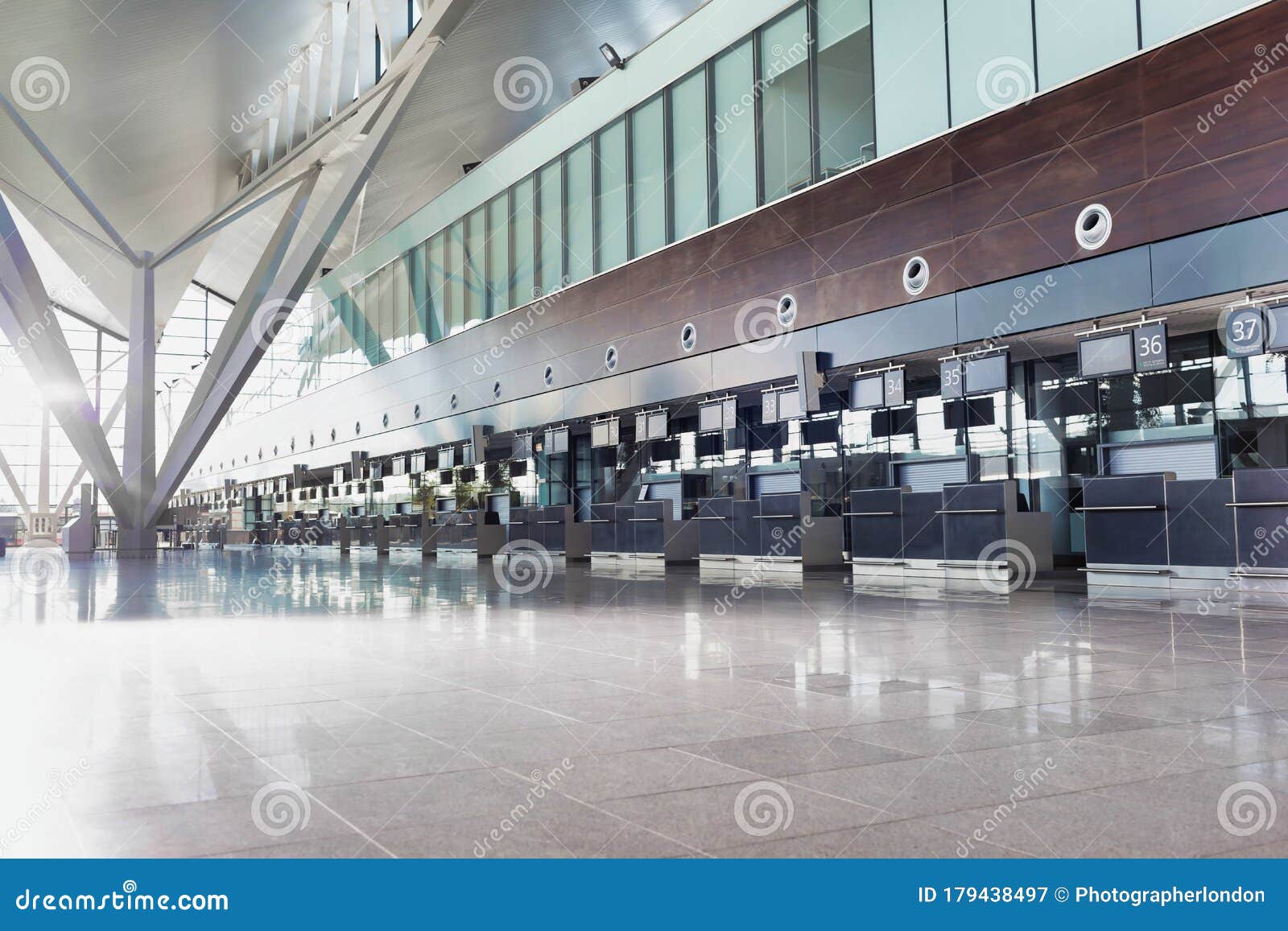 Full Length View of Check in Area in Airport Stock Image - Image of ...