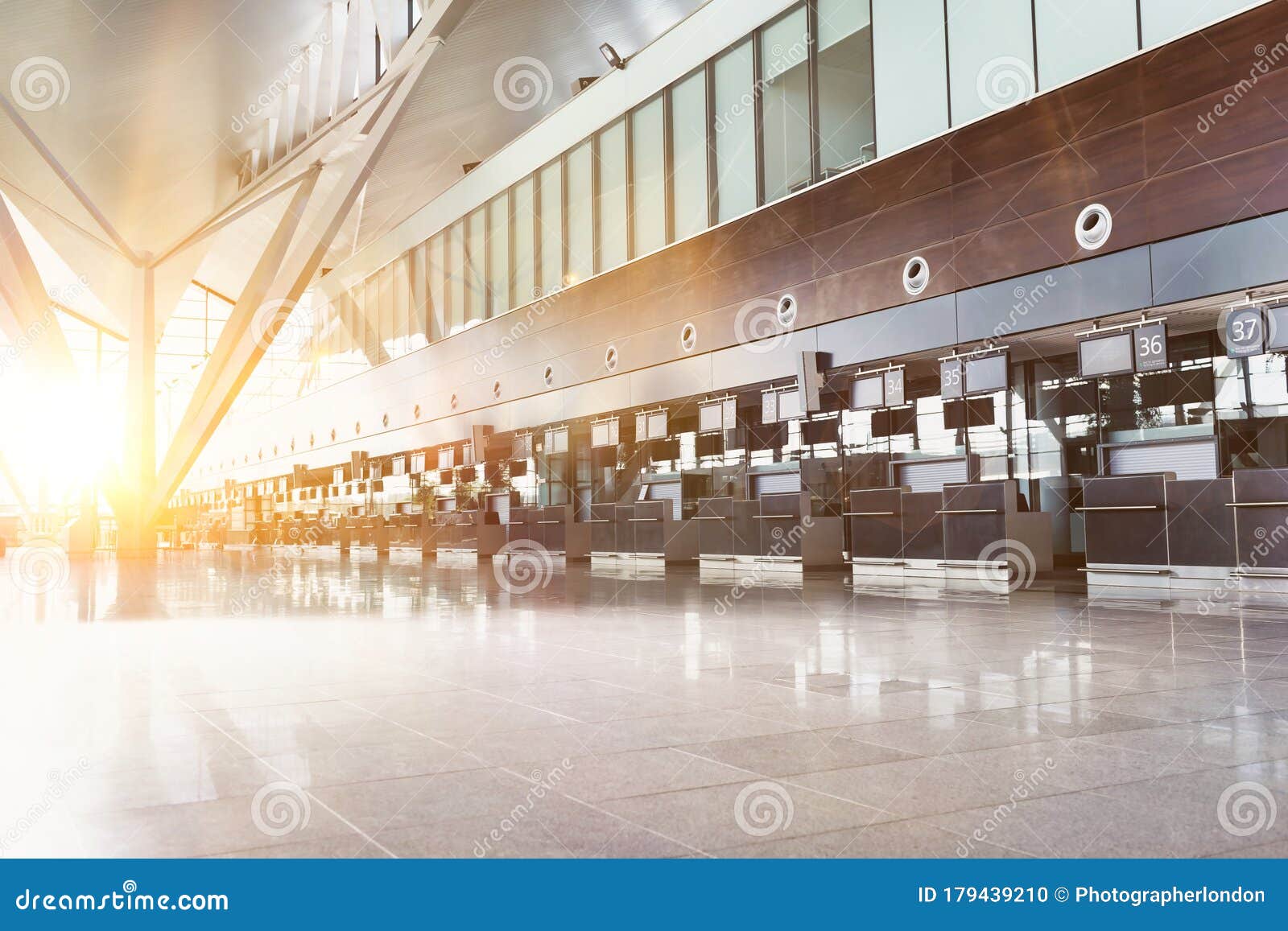 Full Length View of Check in Area in Airport Stock Photo - Image of ...
