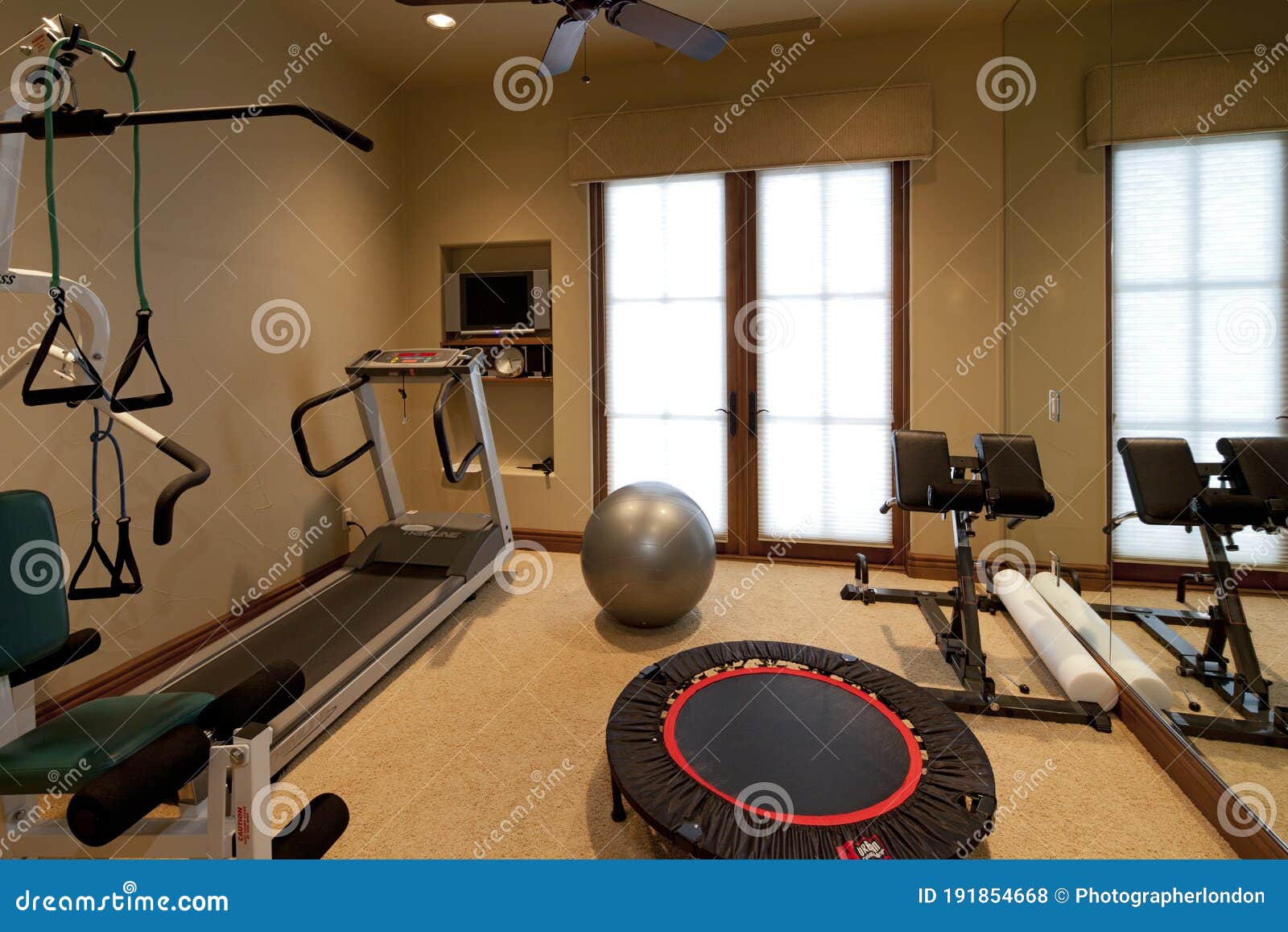 Full Length View of Home Gym Stock Photo - Image of female, healthy ...