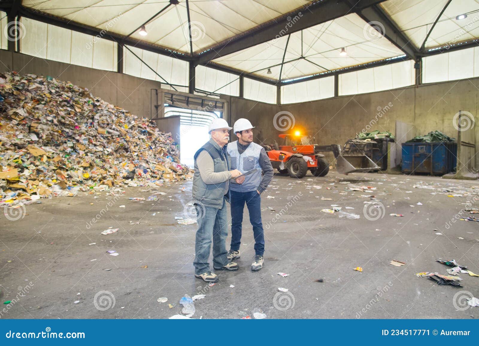 Full Length View Two Men in Recycling Center Stock Image - Image of ...