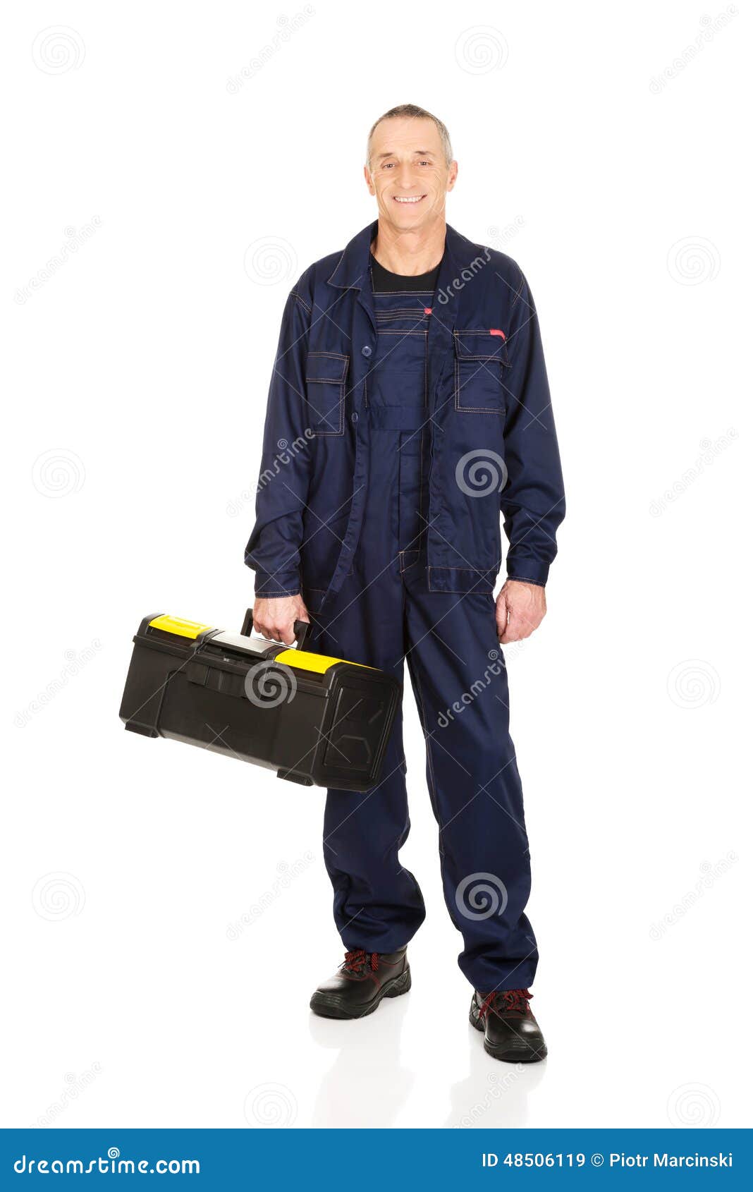 Full Length Worker with Tools Bag Stock Image - Image of employee ...