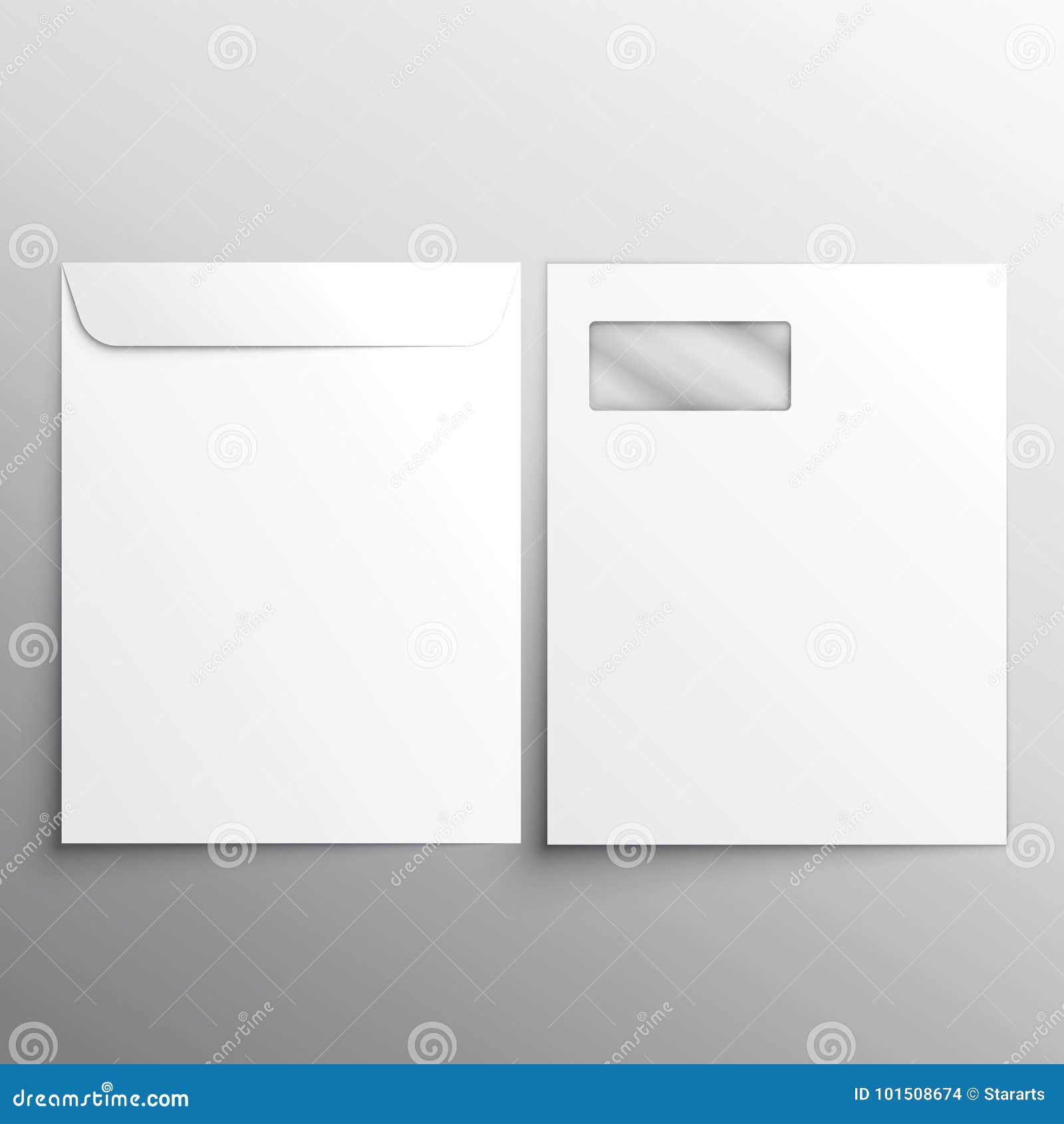Envelope Front And Back Mockup Template Vector Illustration ...