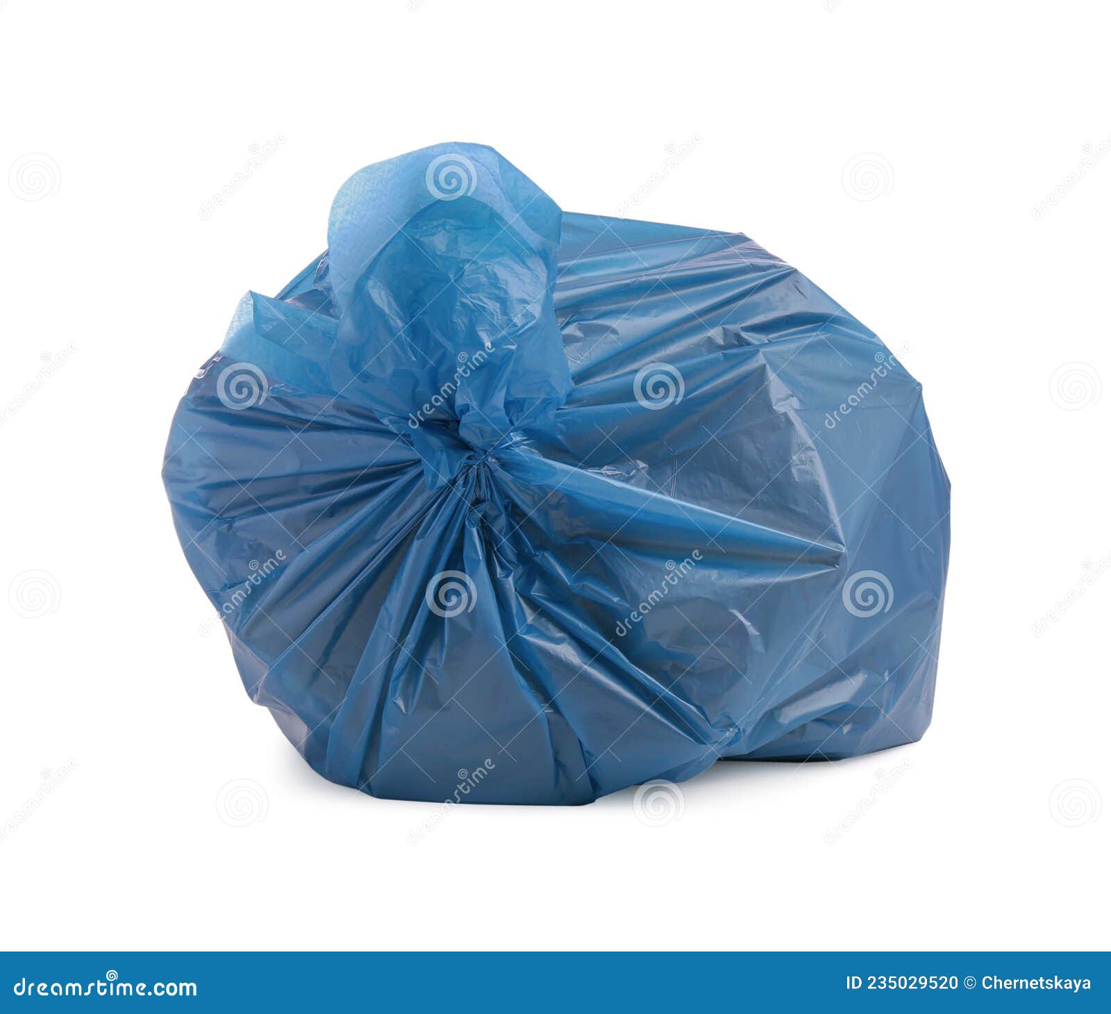 Full Light Blue Garbage Bag Isolated on White Stock Photo - Image of ...